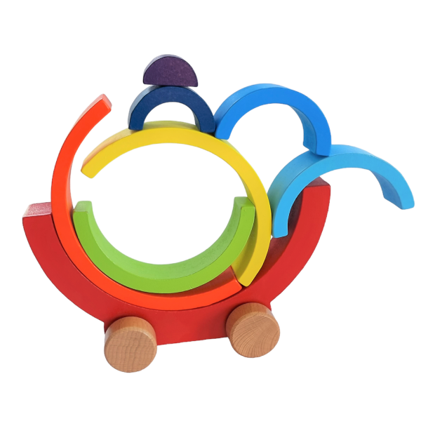 Masina curcubeu, stivuitor din lemn constructie puzzle, 3 ani ...