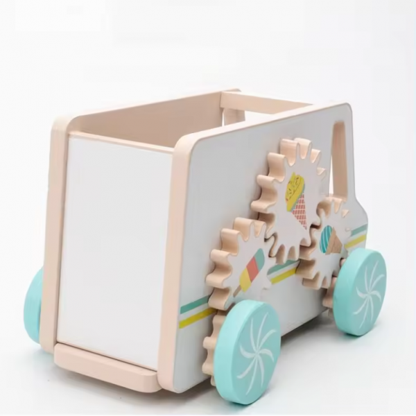 Jucarie de tras Masina de Inghetata Roti dintate din lemn, 2 ani ...